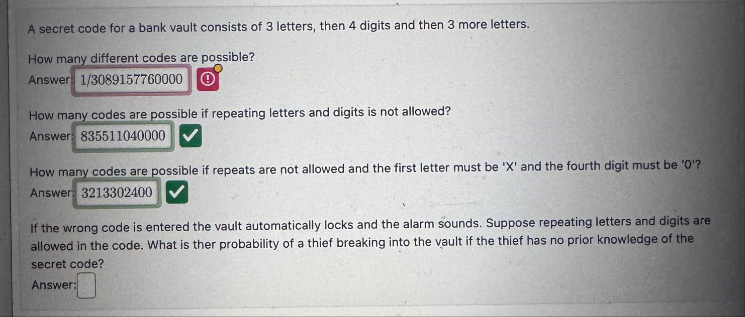 A secret code for a bank vault consists of 3 | Chegg.com