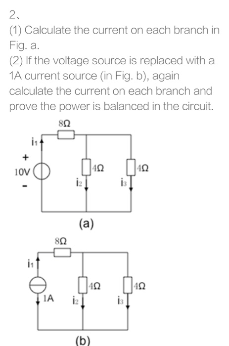 Solved 2 (1) Calculate the current on each branch in Fig. a. | Chegg.com