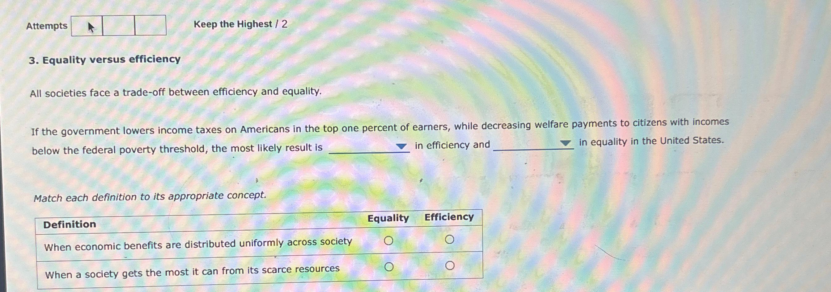 Solved AttemptsKeep the Highest ?23. ﻿Equality versus | Chegg.com
