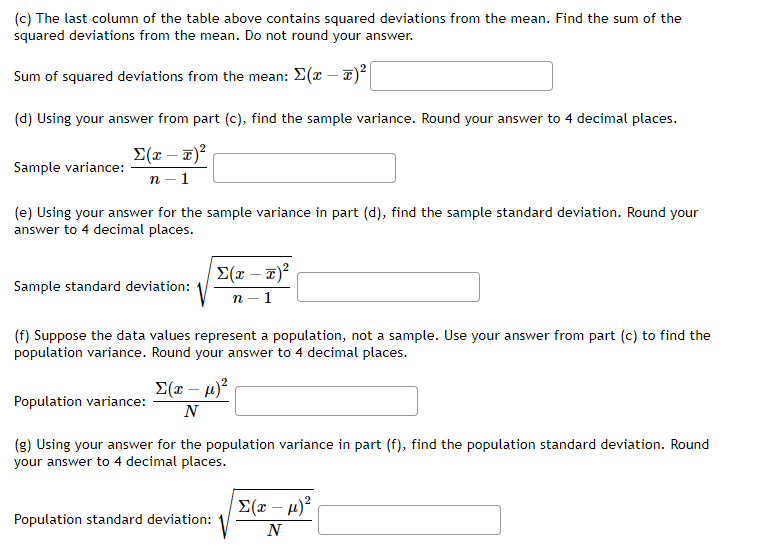 Solved (c) ﻿The last column of the table above contains | Chegg.com