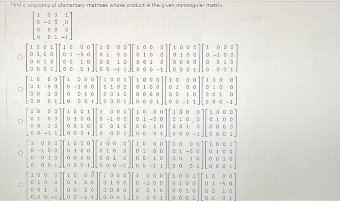Solved Find a sequence of elementary matrices whose product | Chegg.com