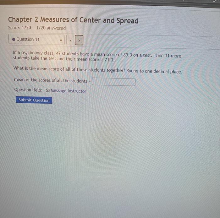 Solved Chapter 2 Measures of Center and Spread Score: 1/20 | Chegg.com