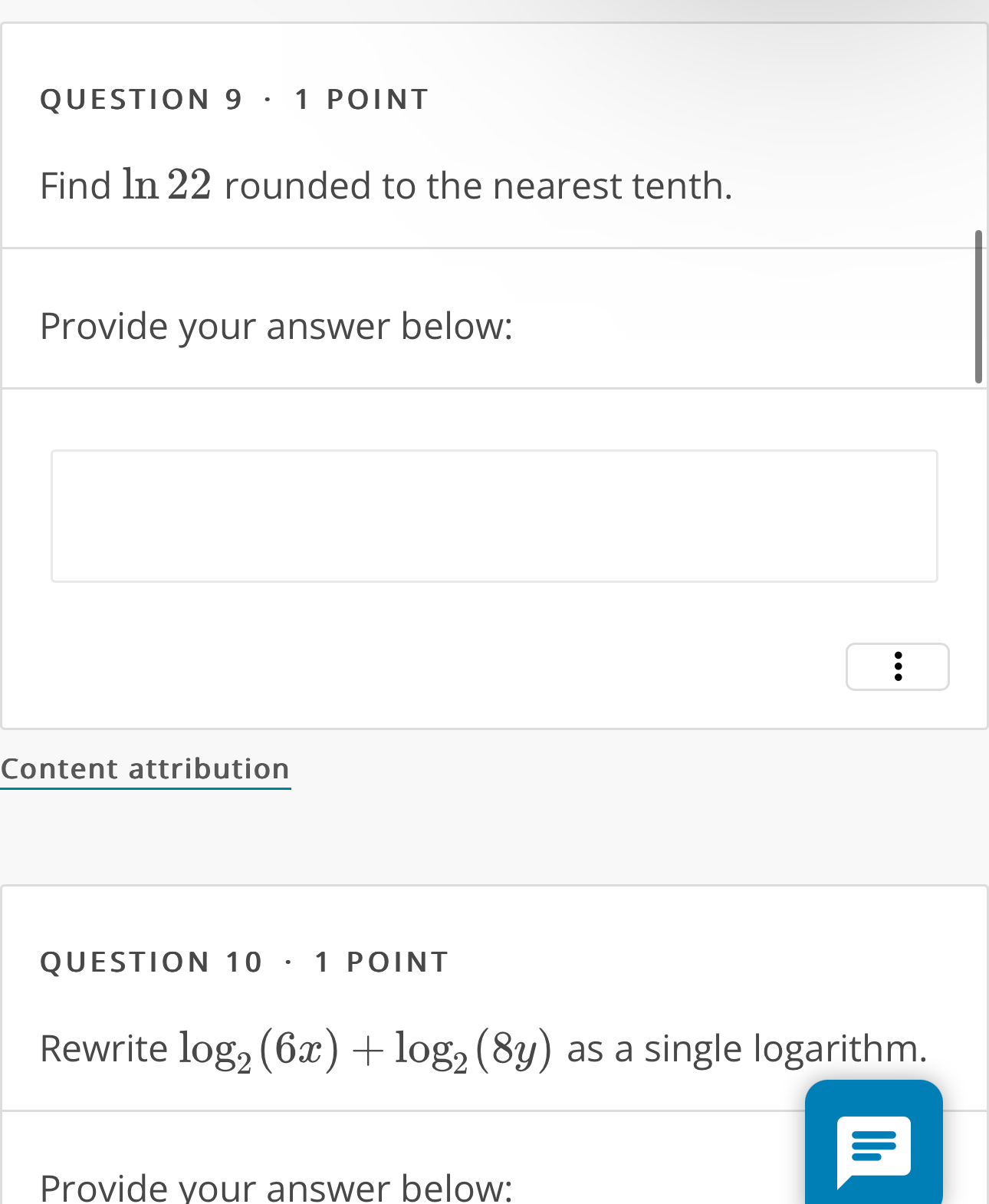 Solved QUESTION 9 * 1 ﻿POINTFind ln22 ﻿rounded to the | Chegg.com
