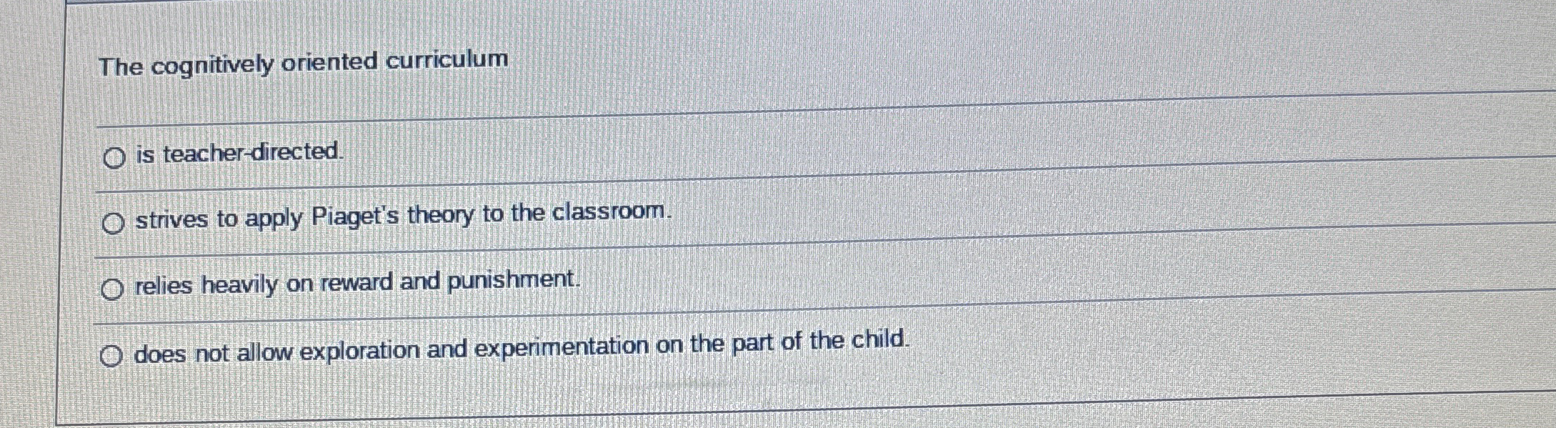Solved The cognitively oriented curriculum q,is | Chegg.com
