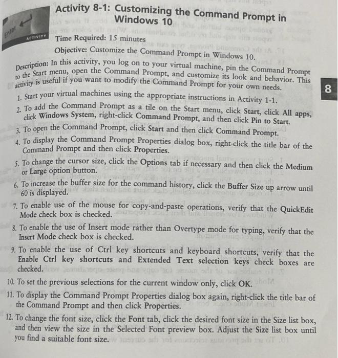 Solved go 13. To increase the screen buffer size, click the | Chegg.com