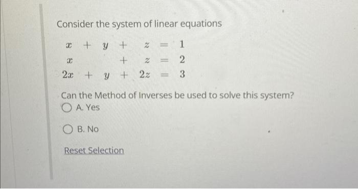 Solved Consider the system of linear equations | Chegg.com