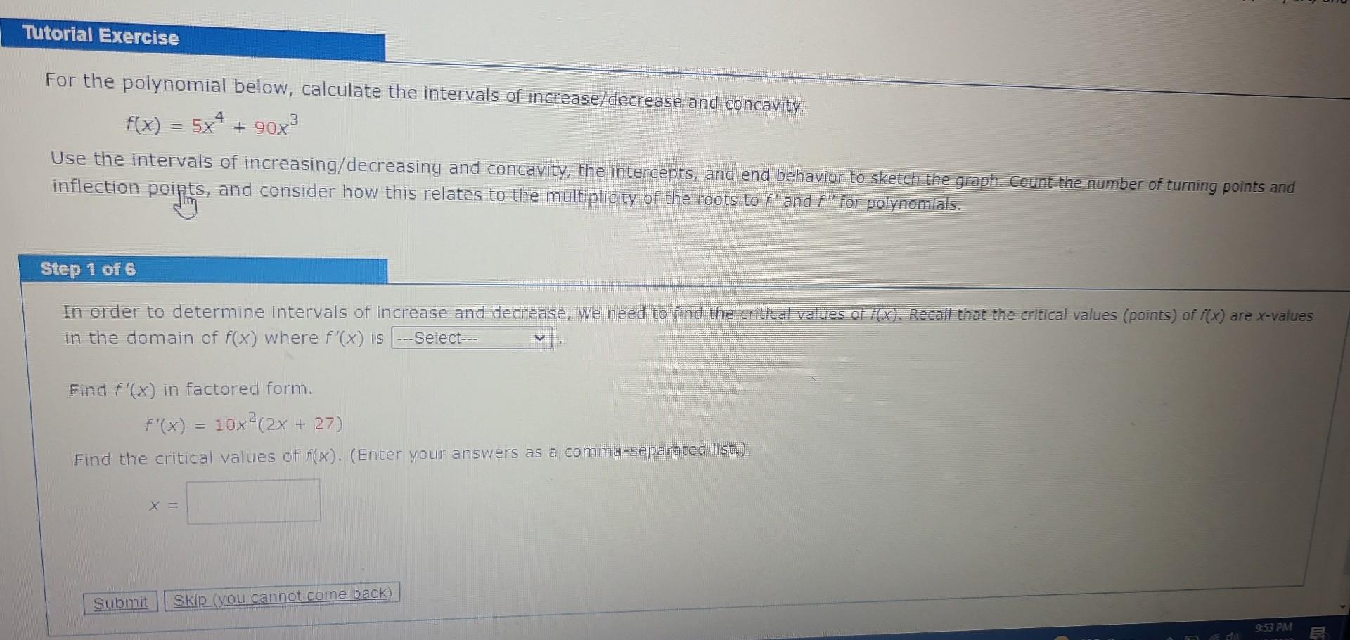 Solved For the polynomial below, calculate the intervals of | Chegg.com