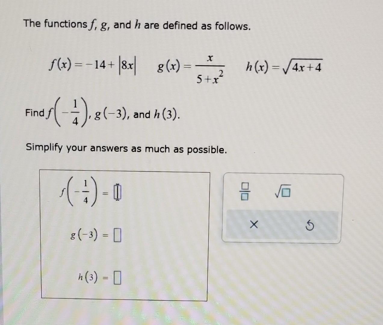 Solved The functions f,g, and h are defined as follows. | Chegg.com