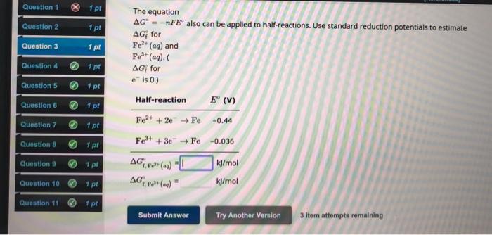 Solved The equation ΔG−=−nFE∘ also can be applied to | Chegg.com