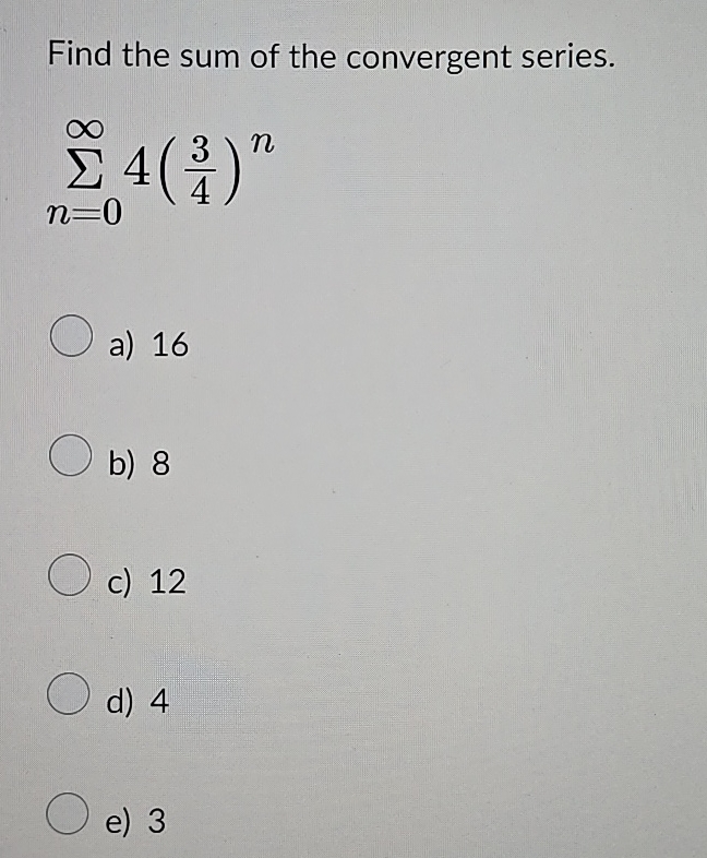 Solved Find the sum of the convergent | Chegg.com