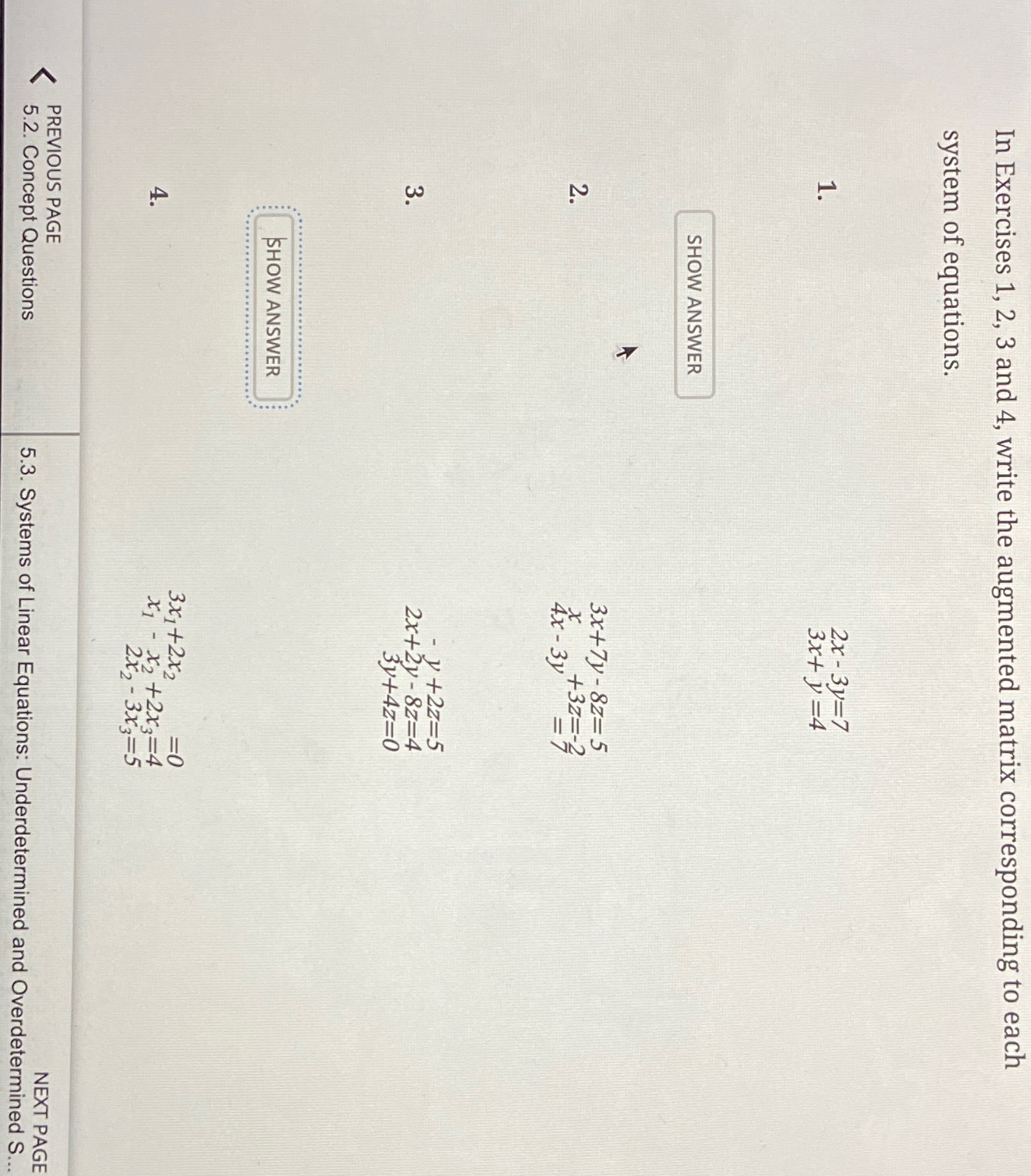 Solved In Exercises 1 2 3 ﻿and 4 ﻿write The Augmented