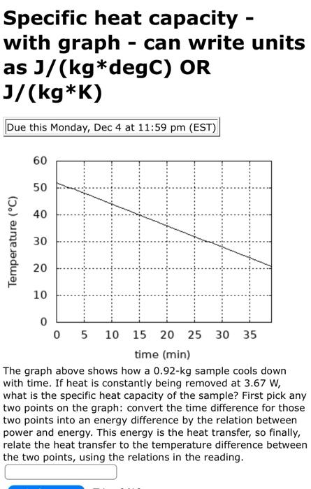 Specific heat capacity with graph - can write units | Chegg.com