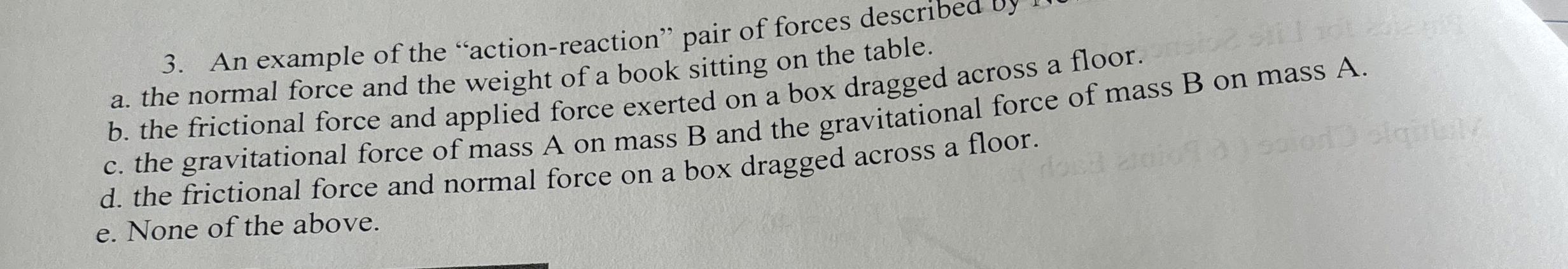 Solved An example of the "action-reaction" pair of forces | Chegg.com