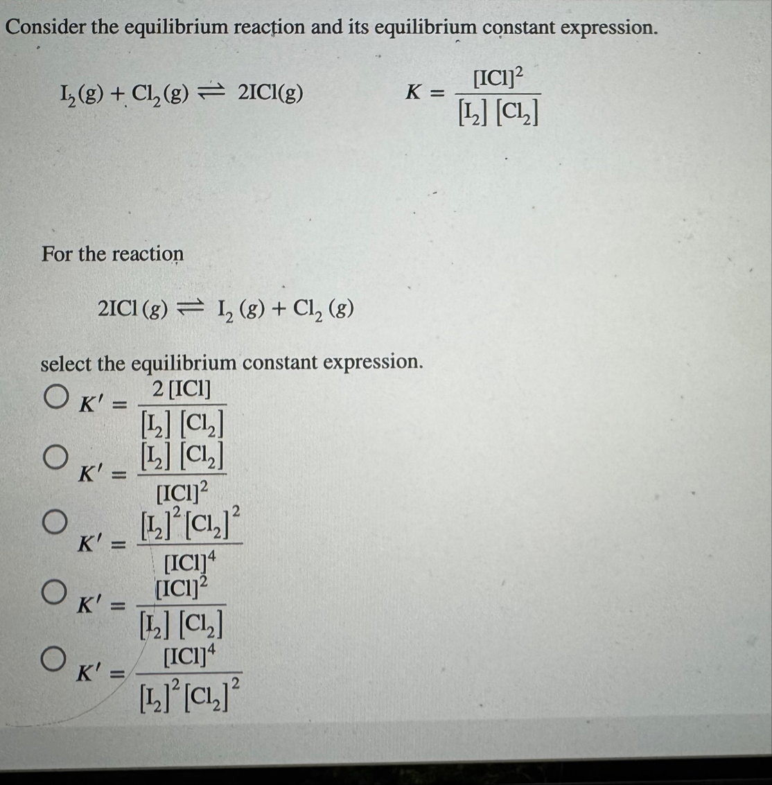 Solved Consider the equilibrium reaction and its equilibrium | Chegg.com