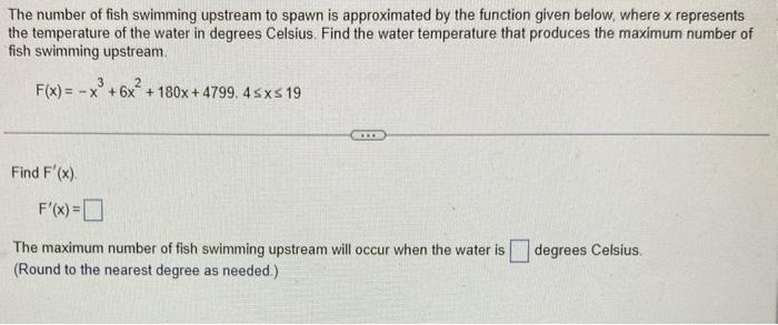 Solved The number of fish swimming upstream to spawn is | Chegg.com
