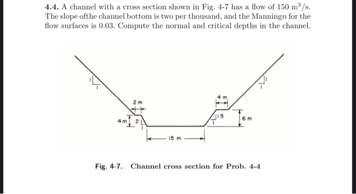 Solved 4.4. A channel with a cross section shown in Fig. 4-7 | Chegg.com