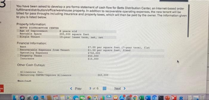 Solved 3 You have been asked to develop a pro forma | Chegg.com
