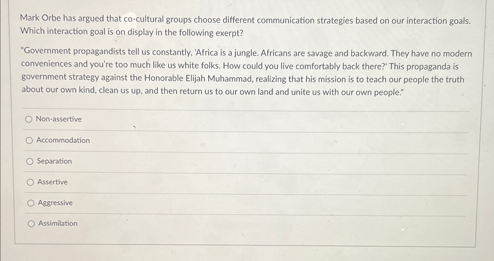 Solved Mark Orbe has argued that co-cultural groups choose | Chegg.com