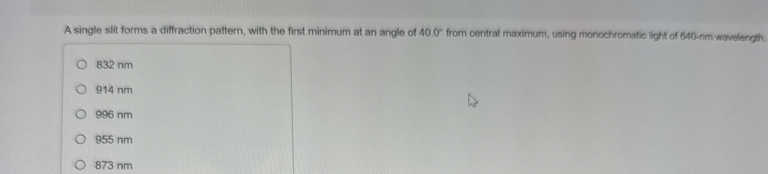 Solved A single slit forms a diffraction pattern, with the | Chegg.com