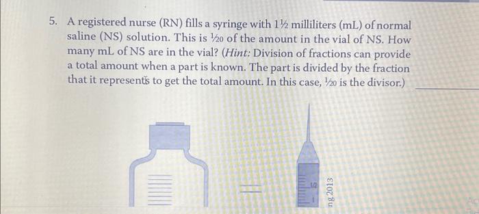 Solved 5. A registered nurse (RN) fills a syringe with 1212 | Chegg.com