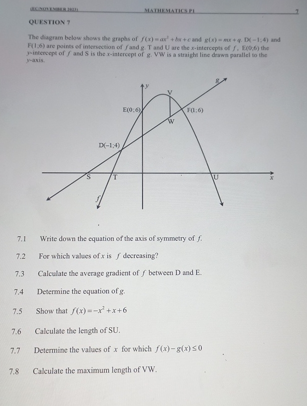 Solved (ECMOVEMBER202)MATHEMATICSPIQUESTION 7The diagram | Chegg.com