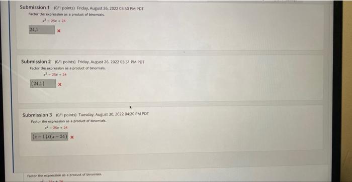 Solved Submission 1 (0/1 points) Fridsy, Rugust 26, 2022 | Chegg.com Solved Submission 1 (0/1 points) Fridsy, Rugust 26, 2022 | Chegg.com