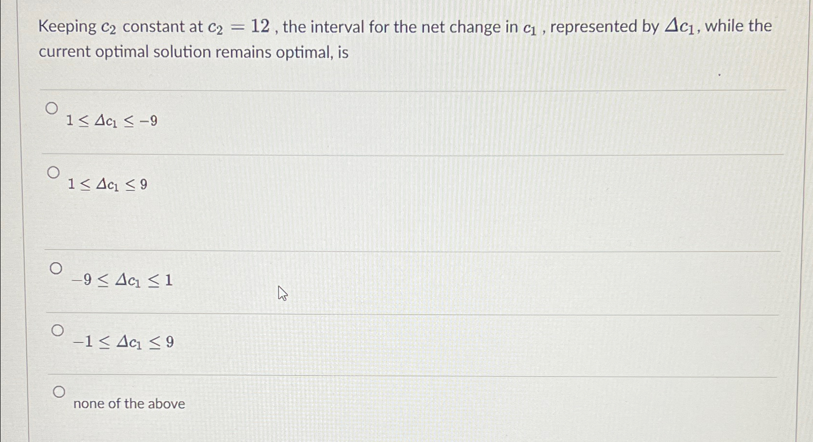 Solved Keeping c_(2) constant at c_(2)=12, the interval for | Chegg.com