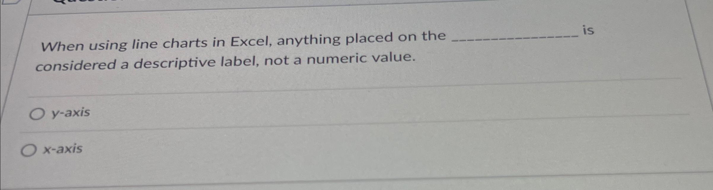 Solved When using line charts in Excel, anything placed on | Chegg.com