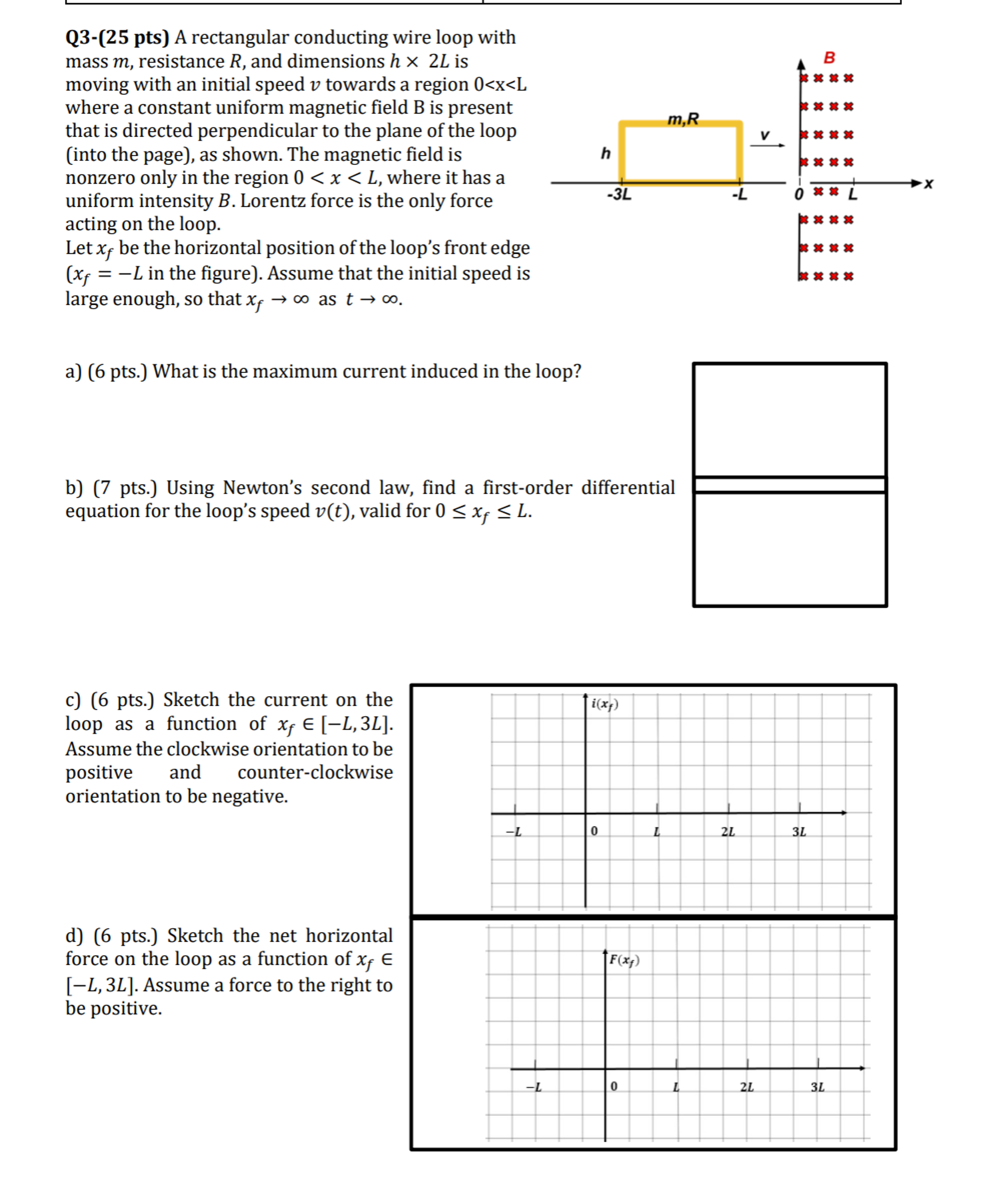 Solved Q3-(25 ﻿pts) ﻿A rectangular conducting wire loop | Chegg.com