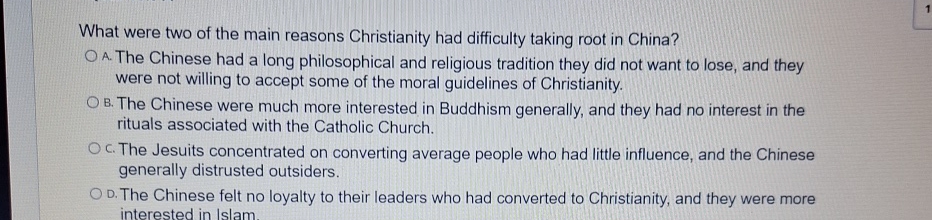 Solved What were two of the main reasons Christianity had | Chegg.com