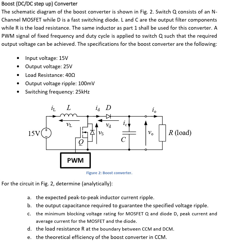 Boost (DC/DC step up) ﻿ConverterThe schematic diagram | Chegg.com
