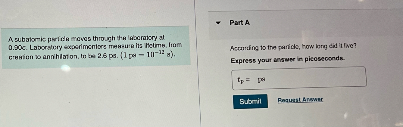 Solved A subatomic particle moves through the laboratory at | Chegg.com