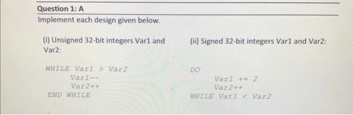 Solved Implement each design given below. (i) Unsigned | Chegg.com