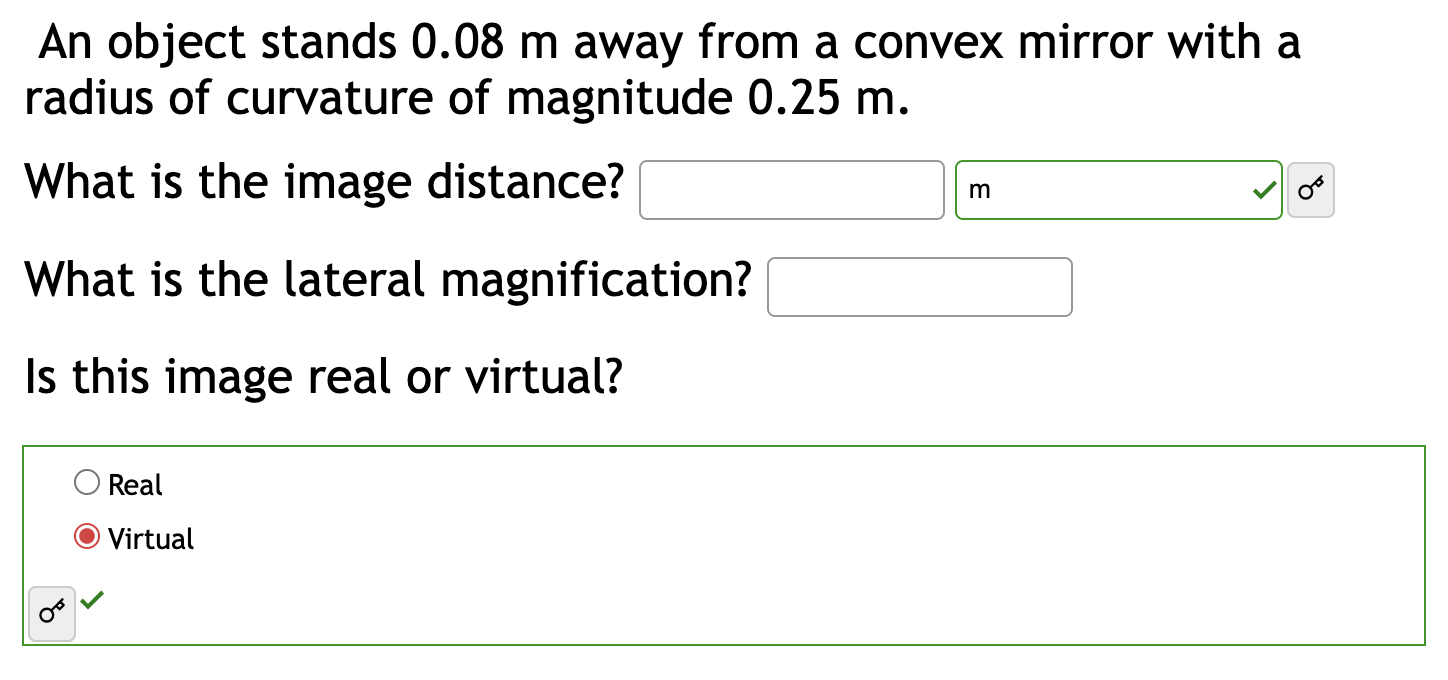 Solved An object stands 0.08m ﻿away from a convex mirror | Chegg.com
