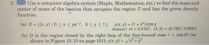 Solved 2. CAS Use a computer algebra system (Maple, | Chegg.com