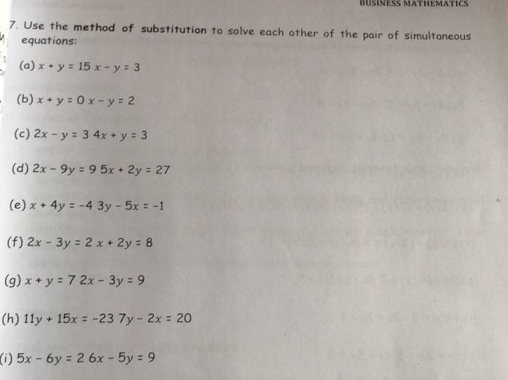 Solved Use the method of substitution to solve each other of | Chegg.com