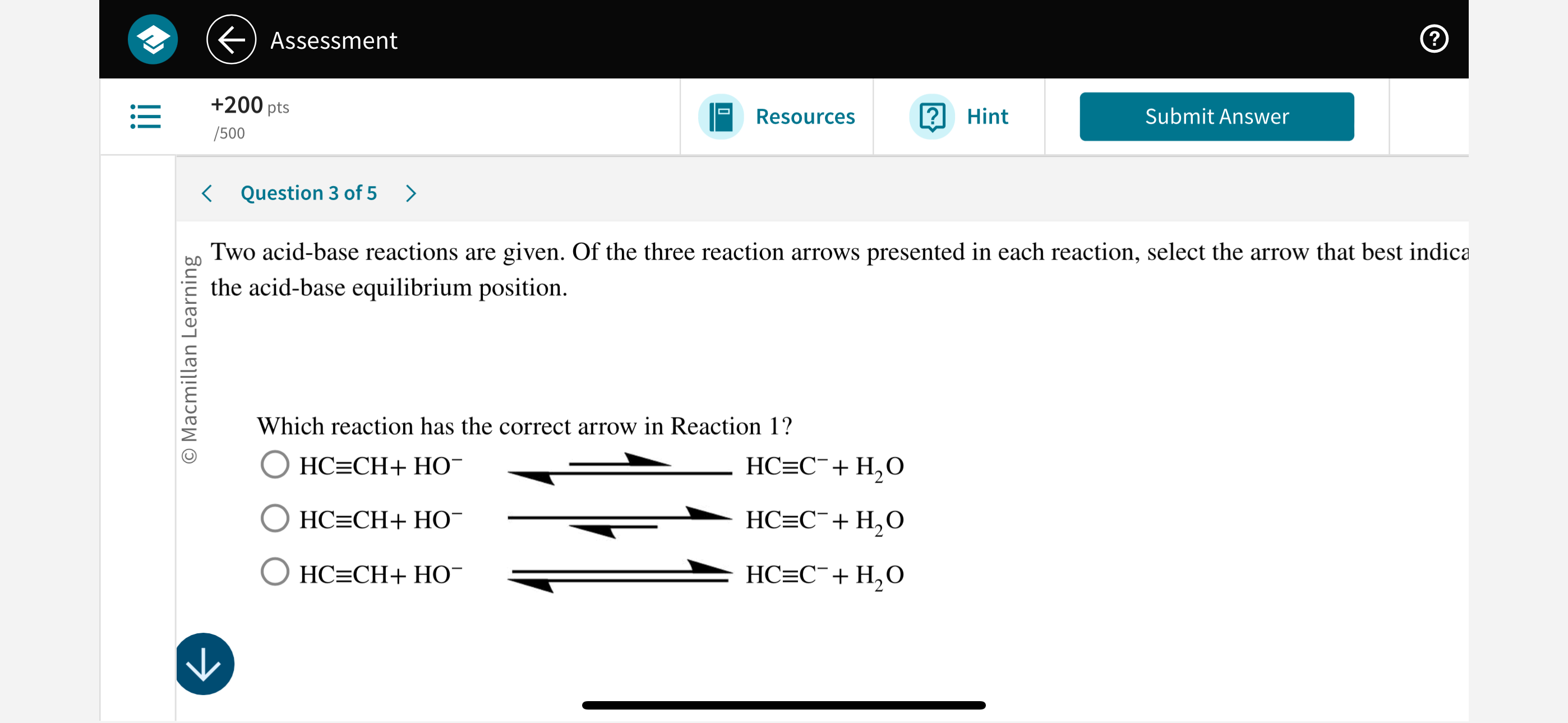 Solved Two acid-base reactions are given. Of ﻿the three | Chegg.com