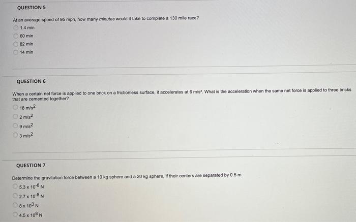 Solved QUESTIONS At an average speed of 95 mph, how many | Chegg.com