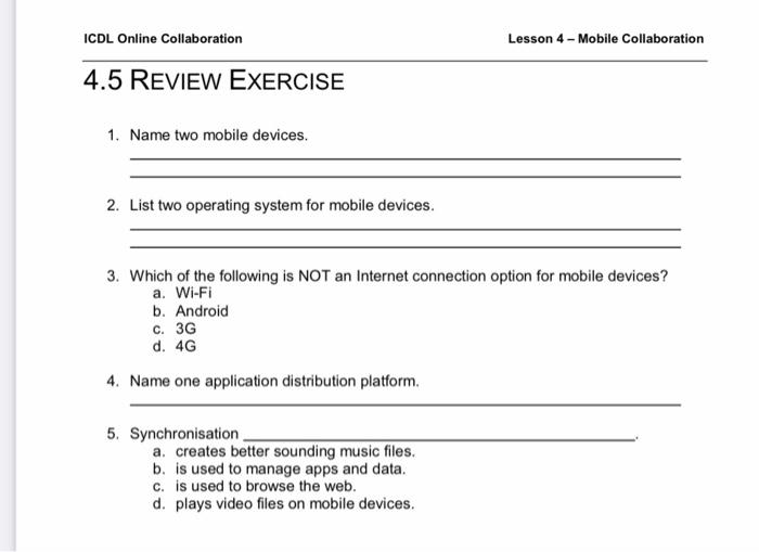 Solved ICDL Online Collaboration Lesson 1 - Collaboration | Chegg.com