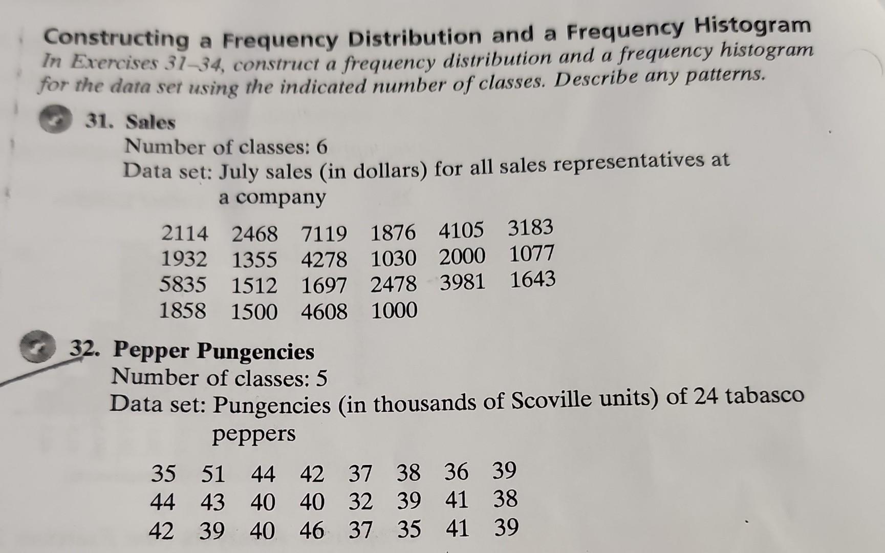 Solved Constructing a Frequency Distribution and a Frequency | Chegg.com