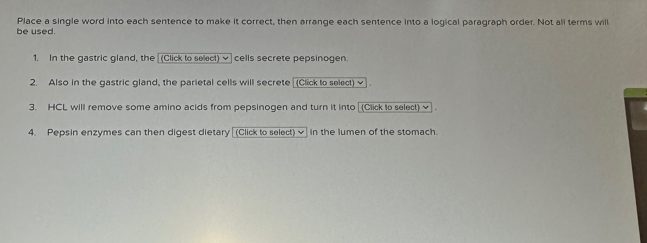 Solved Place a single word into each sentence to make it | Chegg.com