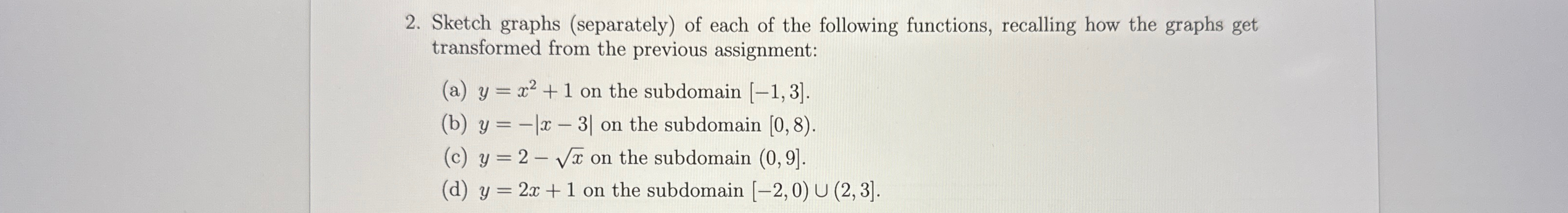 Solved Sketch graphs (separately) ﻿of each of the following | Chegg.com