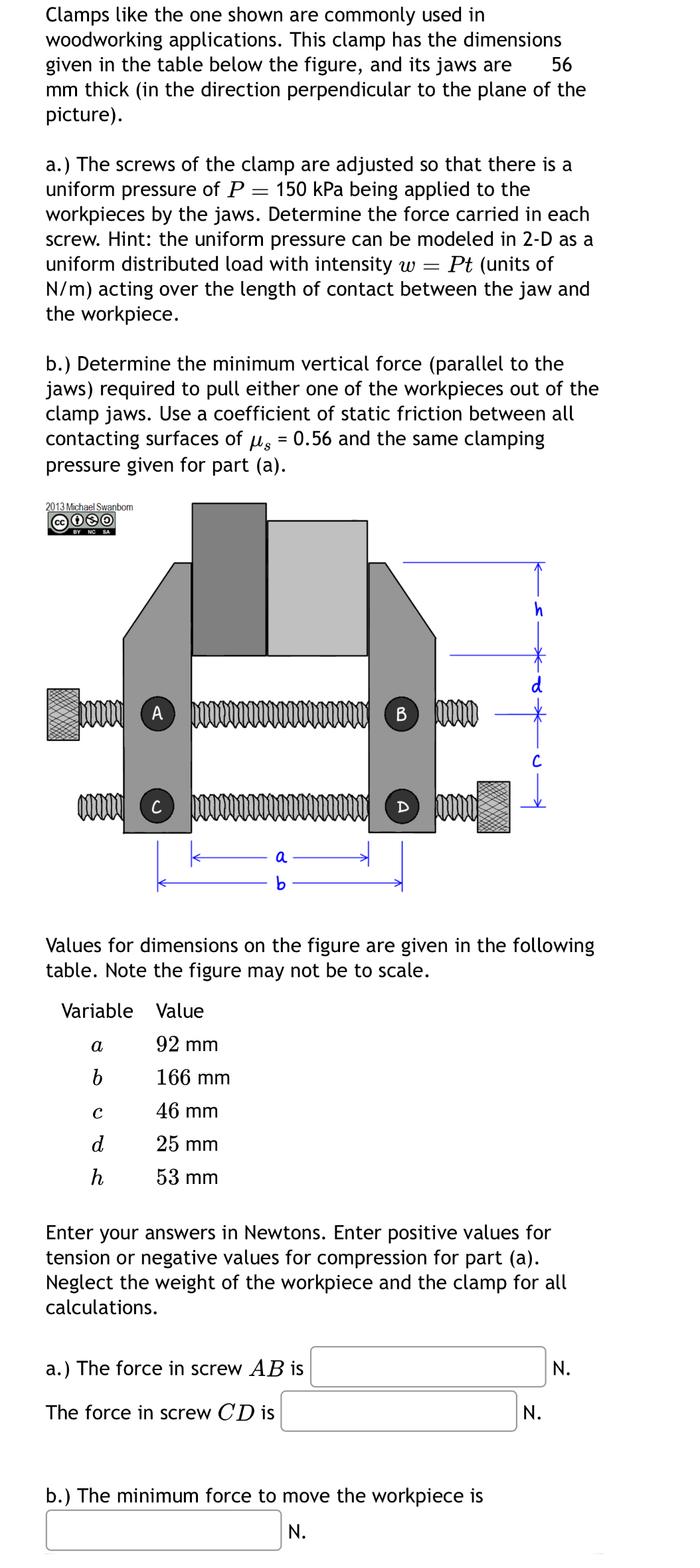 Solved Clamps like the one shown are commonly used in | Chegg.com