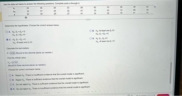 Solved Detertire the trypotheset. Choose the coctect answer | Chegg.com