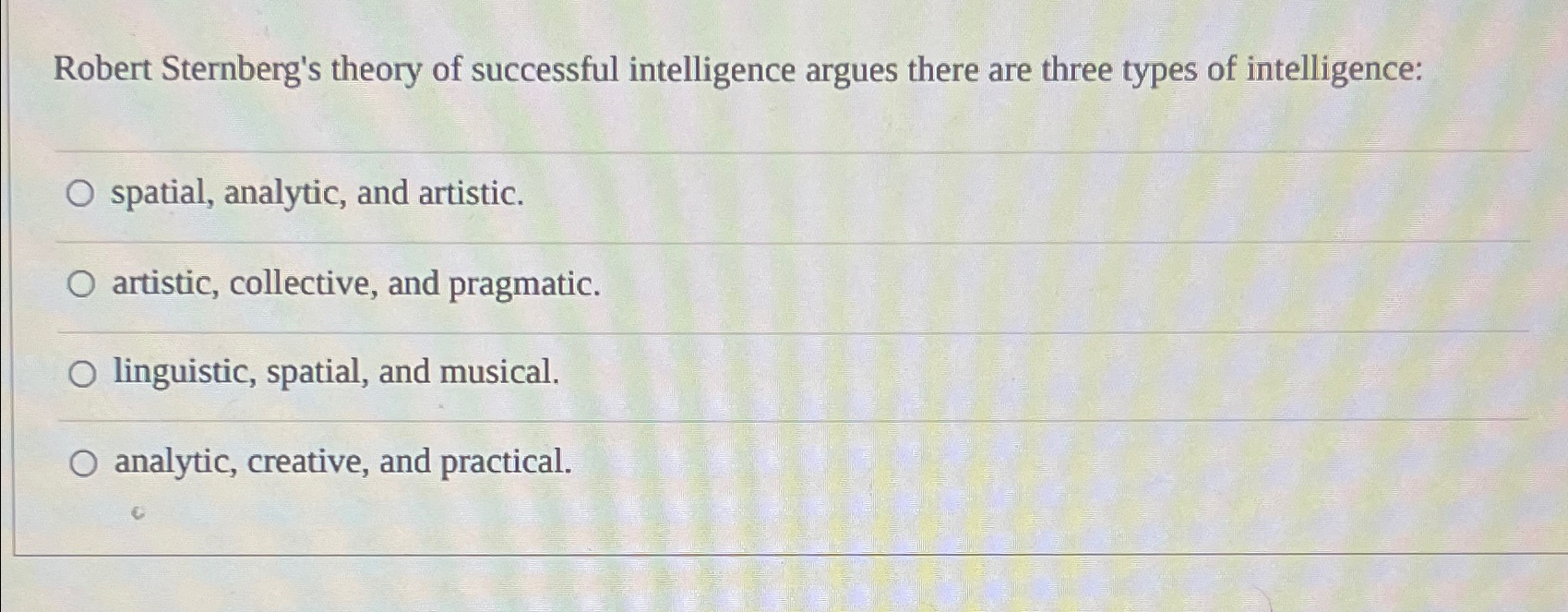 Solved Robert Sternberg's theory of successful intelligence | Chegg.com