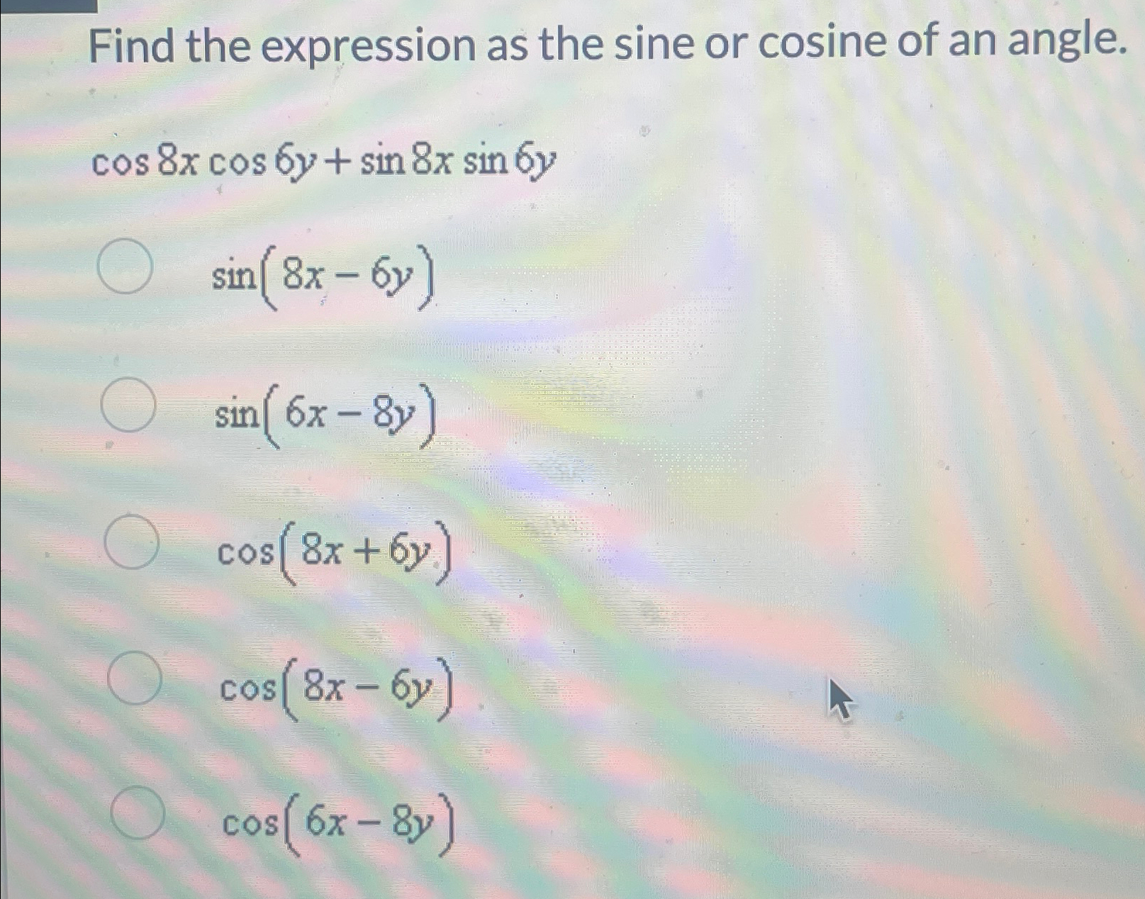 Solved Find the expression as the sine or cosine of an | Chegg.com
