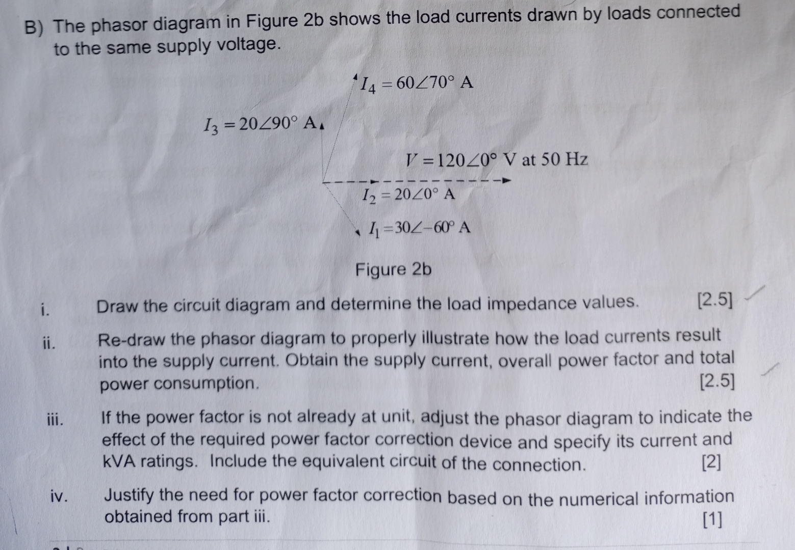Solved B) ﻿The phasor diagram in Figure 2 ﻿b shows the load | Chegg.com