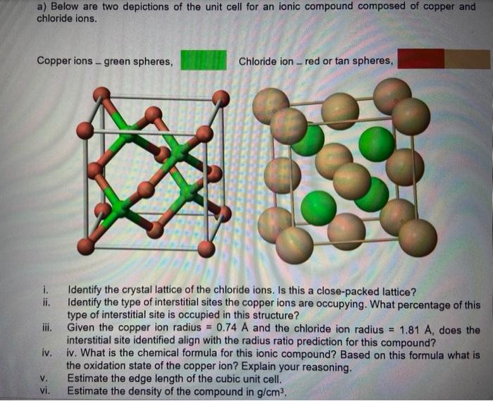 Solved a) Below are two depictions of the unit cell for an | Chegg.com