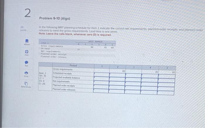 Solved In the following MRP planning schedule for item J. | Chegg.com