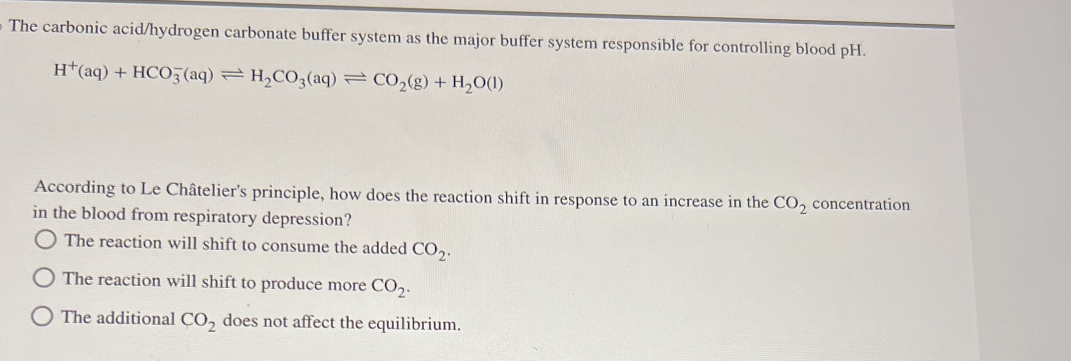 Solved The carbonic acid/hydrogen carbonate buffer system as | Chegg.com